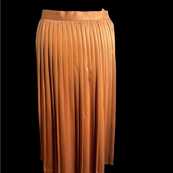 Skirts | Copper Pleated Satin Skirt | Poshmark